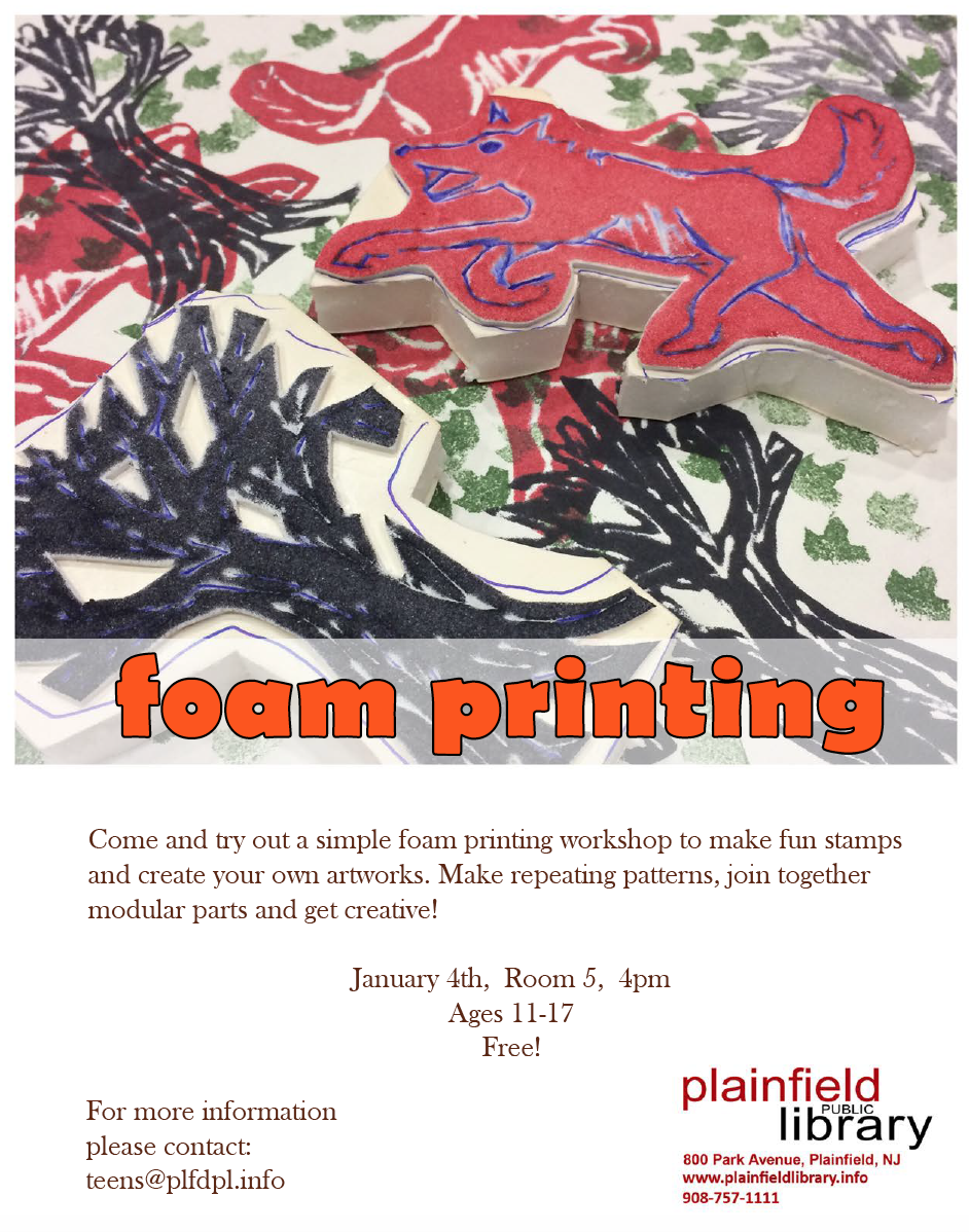 Foam Printing Workshop at Plainfield Public Library | TAPinto