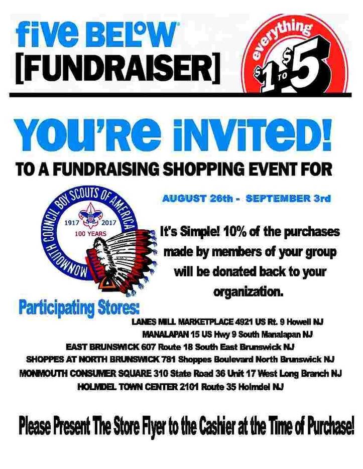 Monmouth Council Boys Scouts of America To Hold Five Below Fundraiser ...
