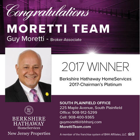 The Moretti Team Earns NJAR Platinum Sales, Chairman Awards in 2017 ...
