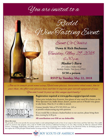 Watchung Teservation Riedel Wine Tasting Event to Benefit the Boy ...