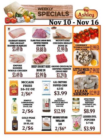 Weekly Specials at Ashley Marketplace & Cafe - November 10 to November ...