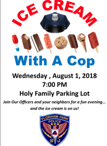 Florham Park Police Present Ice Cream with a Cop Pop Up | East Hanover ...