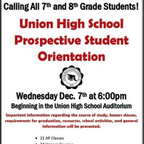 Union HS Orientation Scheduled for 7th- and 8th-Graders | Union, NJ ...