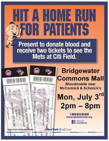 Community Blood Drive - Free Pair of NY Mets tickets to each donor ...