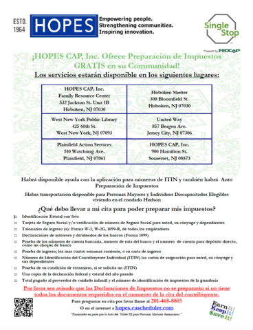 ¡HOPES CAP, Inc. Ofrece Preparacion de Impuestos GRATIS en su ...